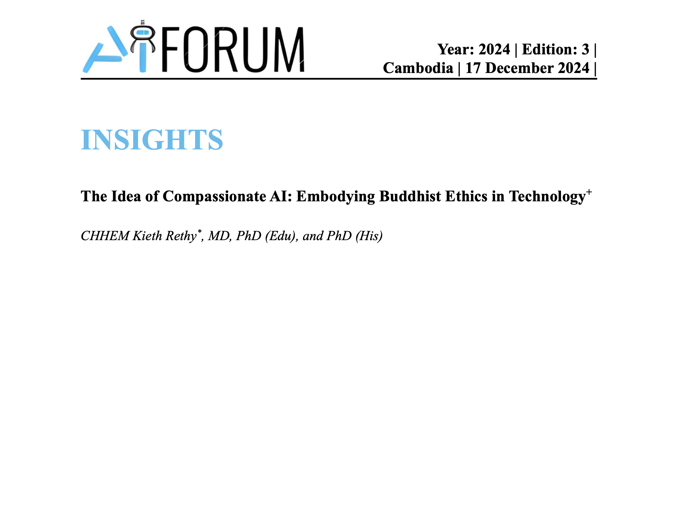 AIF Insights No. 3 (2024) | The Idea of Compassionate AI: Embodying ...