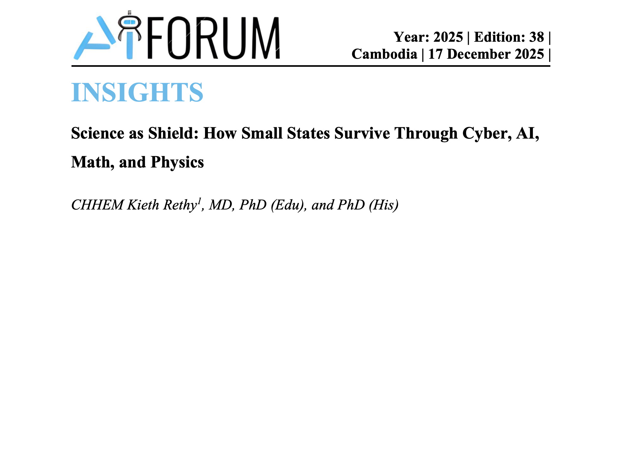 AIF Insights No. 38 (2025) | Science as Shield: How Small States ...