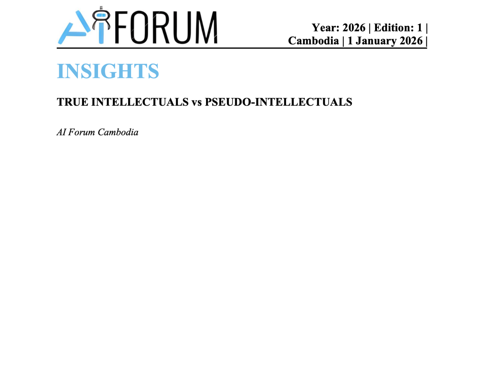 AIF Insights No. 1 (2026) | TRUE INTELLECTUALS vs PSEUDO-INTELLECTUALS ...