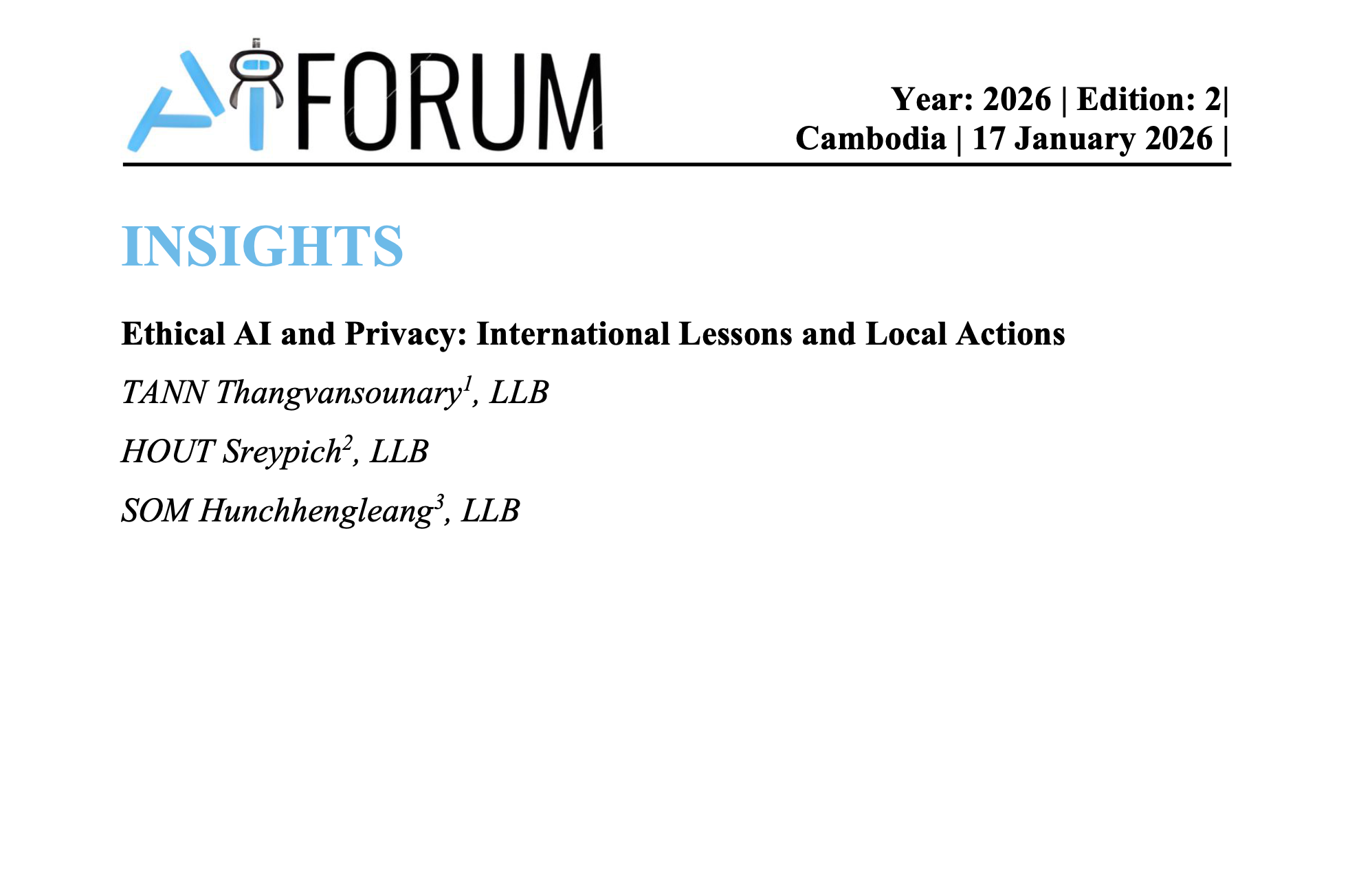 AIF Insights No. 2 (2026) | Ethical AI and Privacy: International ...